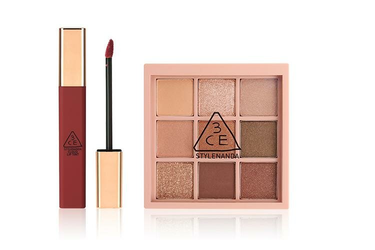 Женский набор 3CE из 9 теней и жидкой помады бархатистая матовая легкая в растушевке, 2 предмета