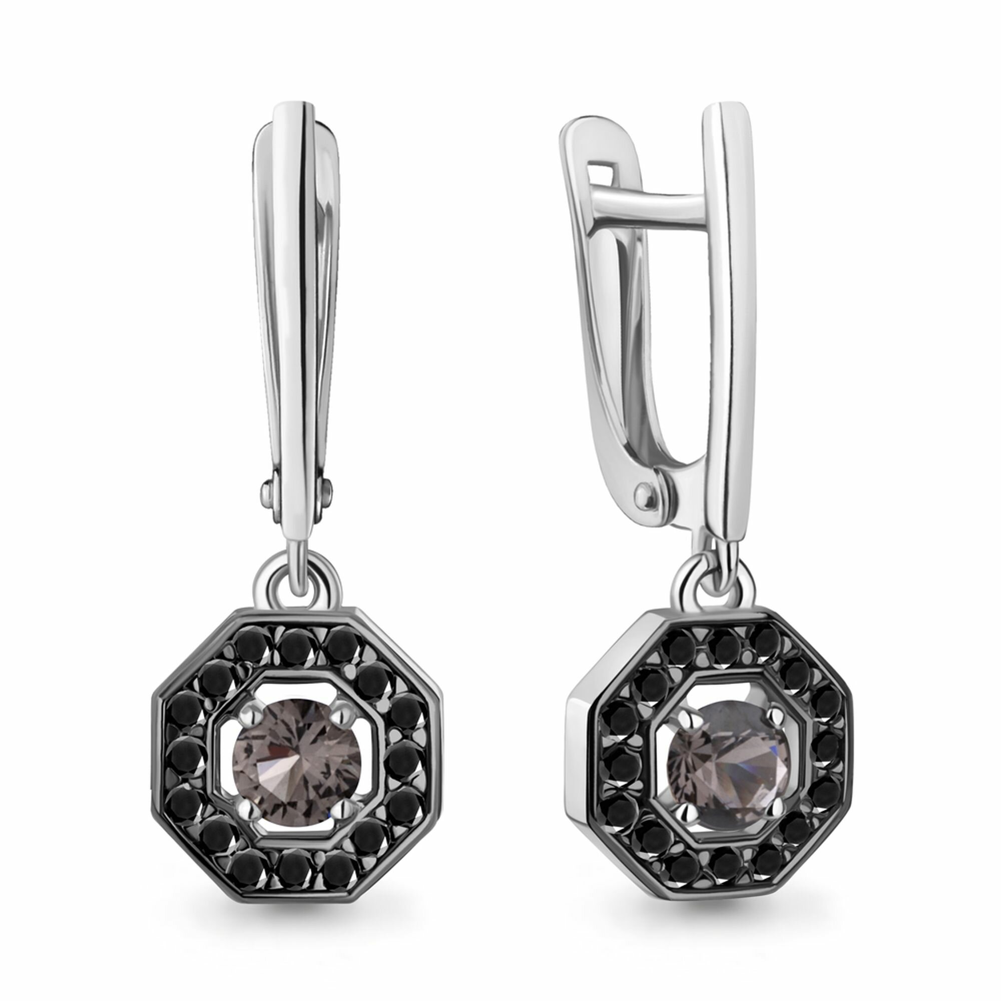 Серьги, серебро, 925 проба, родирование, кристалл