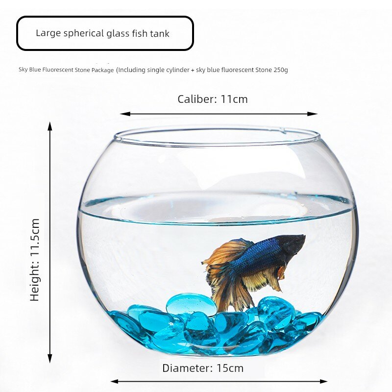 Большой аквариум с небесно-голубыми флуоресцентными камнями, декор для дома