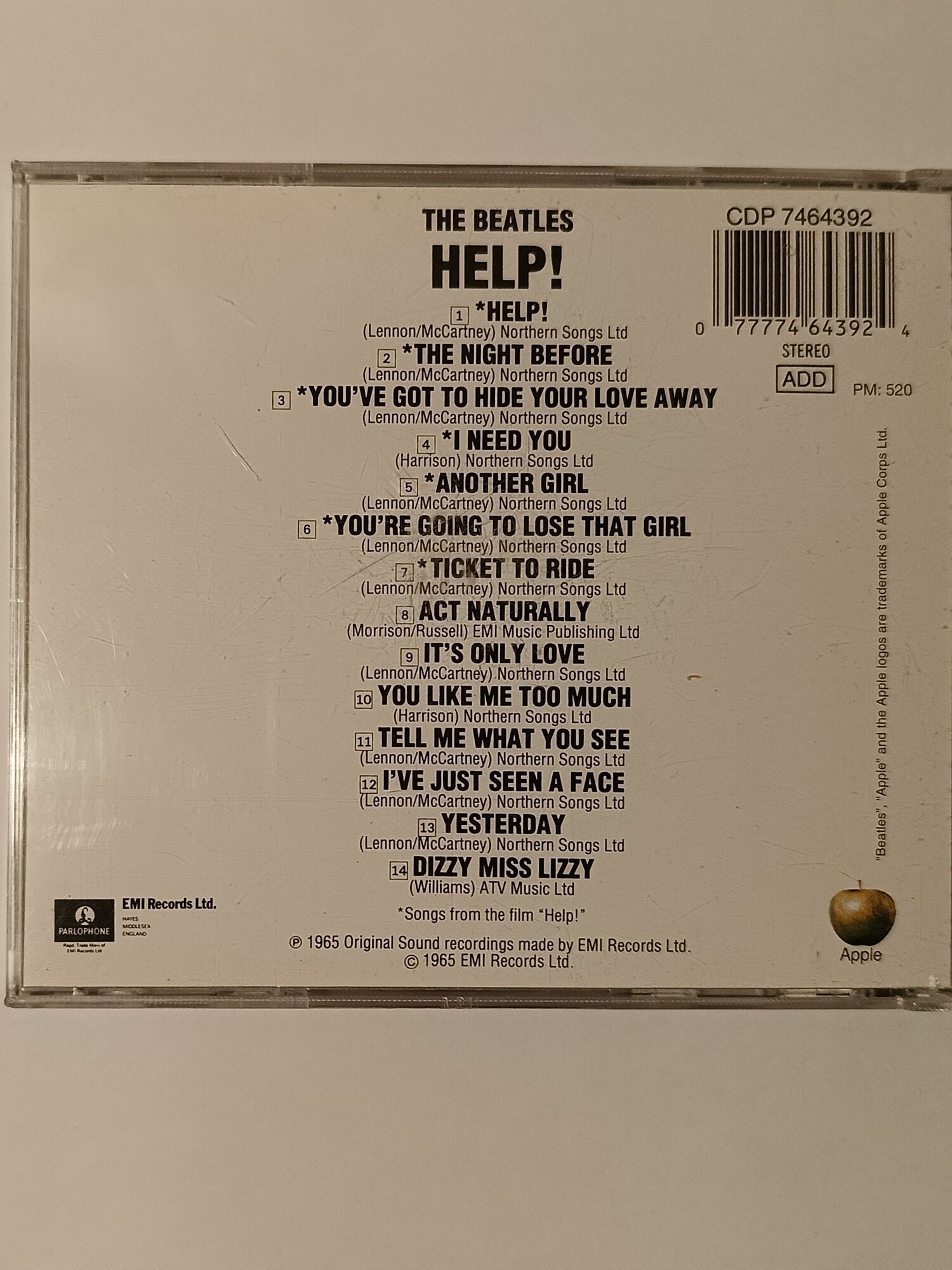 Beatles - Help! (1CD-Audio, Европа 1992, VG+/VG) — фото 1