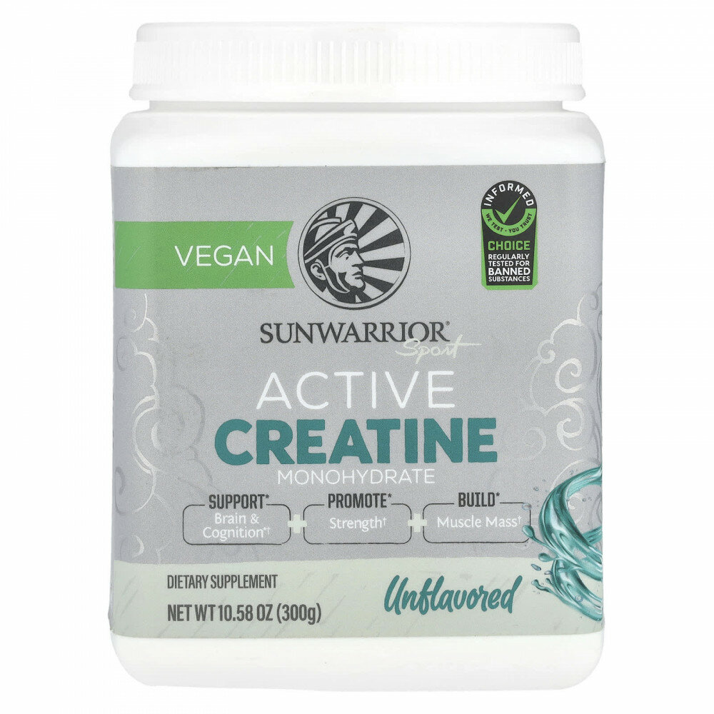 Sunwarrior, Sport, активный моногидрат креатина, без добавок, 300 г (10,58 унции)
