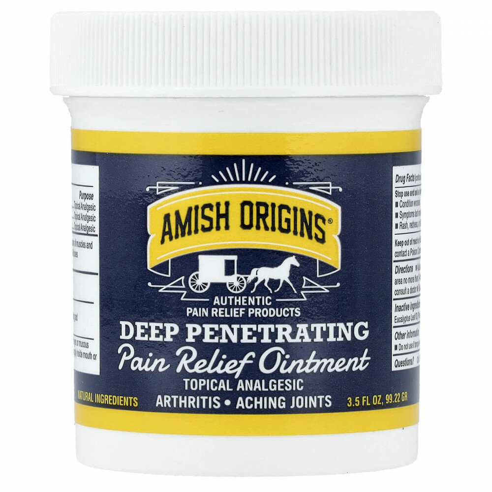 Amish Origins, Глубокое проникновение, болеутоляющая мазь, 3,5 унции (99,22 г)