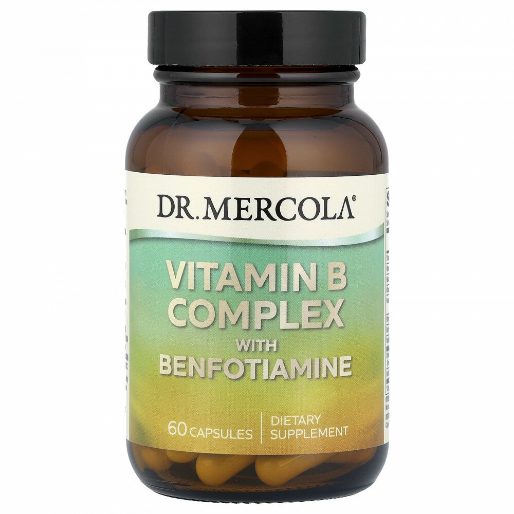Dr. Mercola, комплекс витаминов группы B с бенфотиамином, 60 капсул