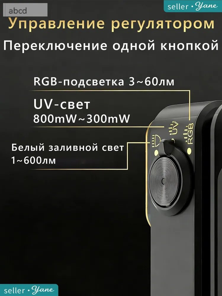 Olight Oclip X1 Фонарь-прожектор 600 люмен 580mAh IPX6 Ручной фонарь с RGB+UV светодиодами, 12 режимов, черный/золотой, 57x28x27.8 мм — фото 1