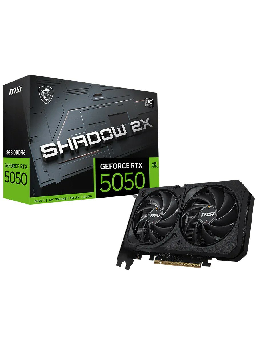 Видеокарта MSI nVidia GeForce RTX 5050 8G SHADOW 2X OC (8Gb, GDDR6, 128 bit, 3xDP+HDMI, RTL) (RTX 5050 8G SHADOW 2X OC)