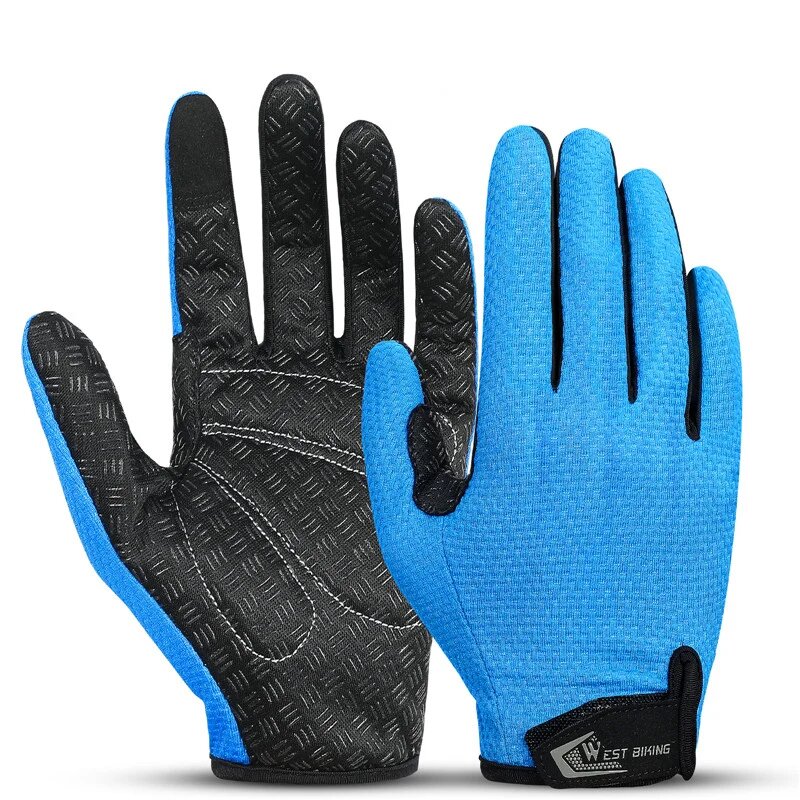 Велоперчатки West Biking летние Синий, XL, Full Finger Blue