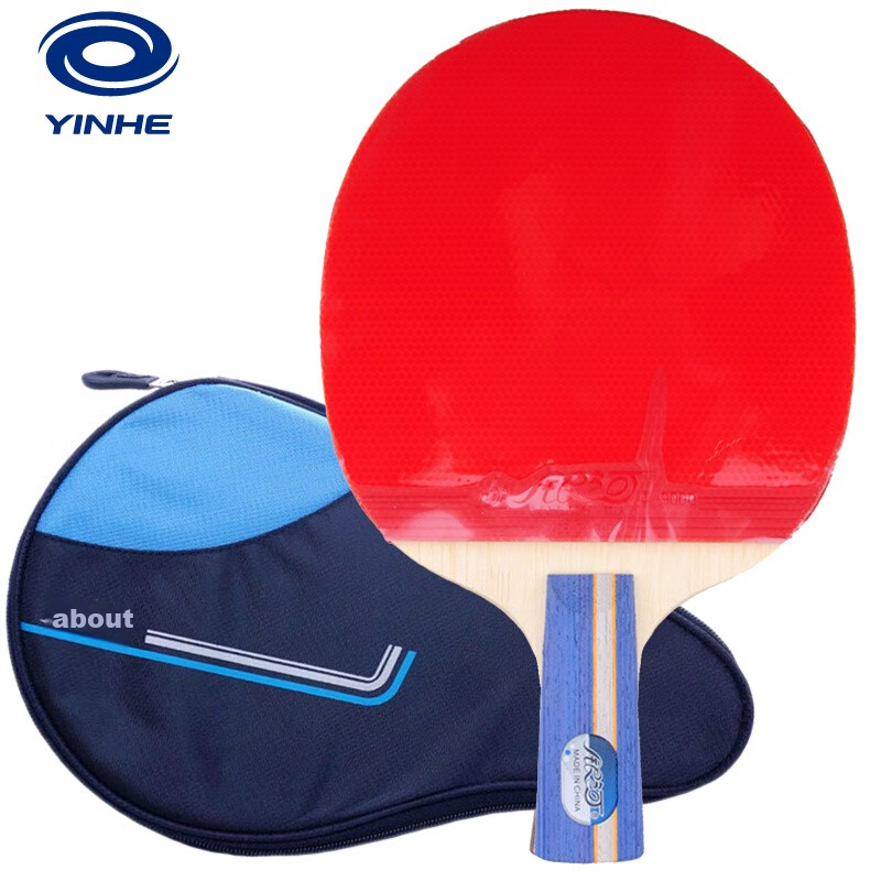 Йинхэ 05D Настольный теннисный ракетка прямая рукоятка двусторонняя резина 5 звезд с мягкой сумкой