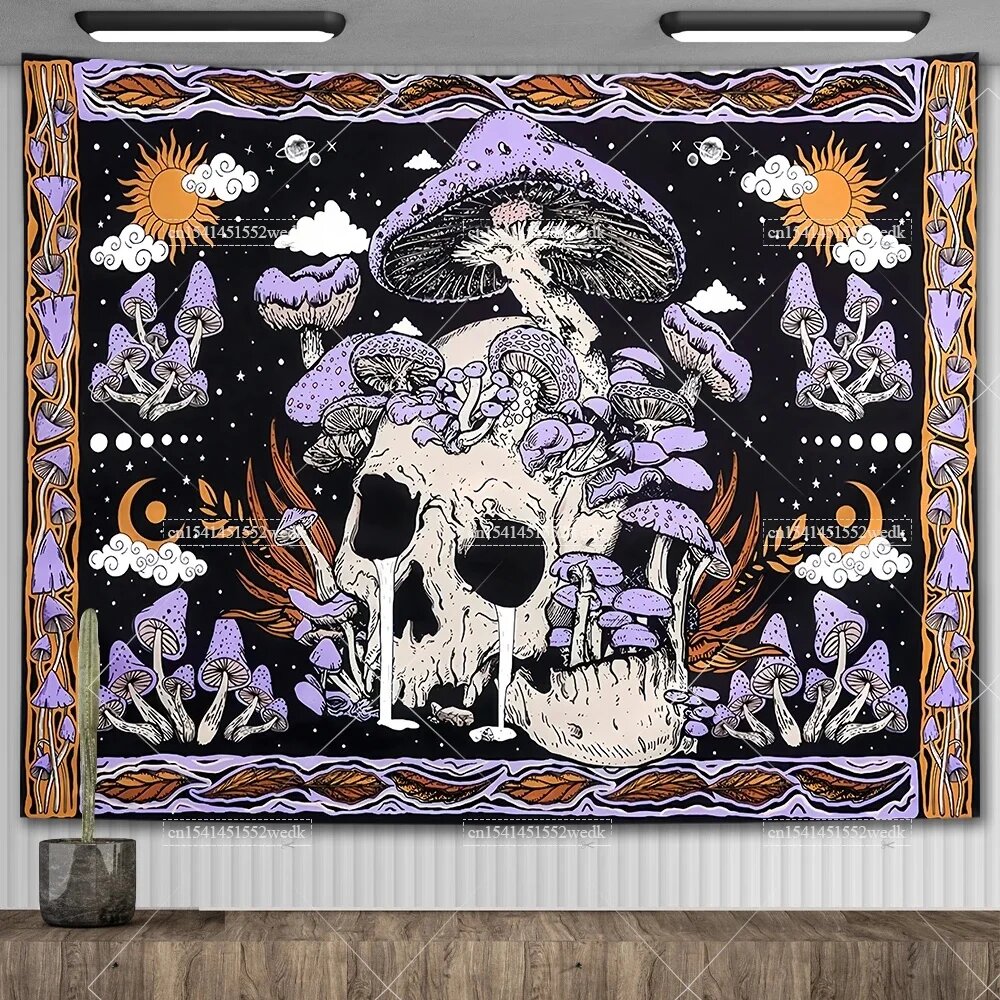 Готический гобелен FFO Skull Floral