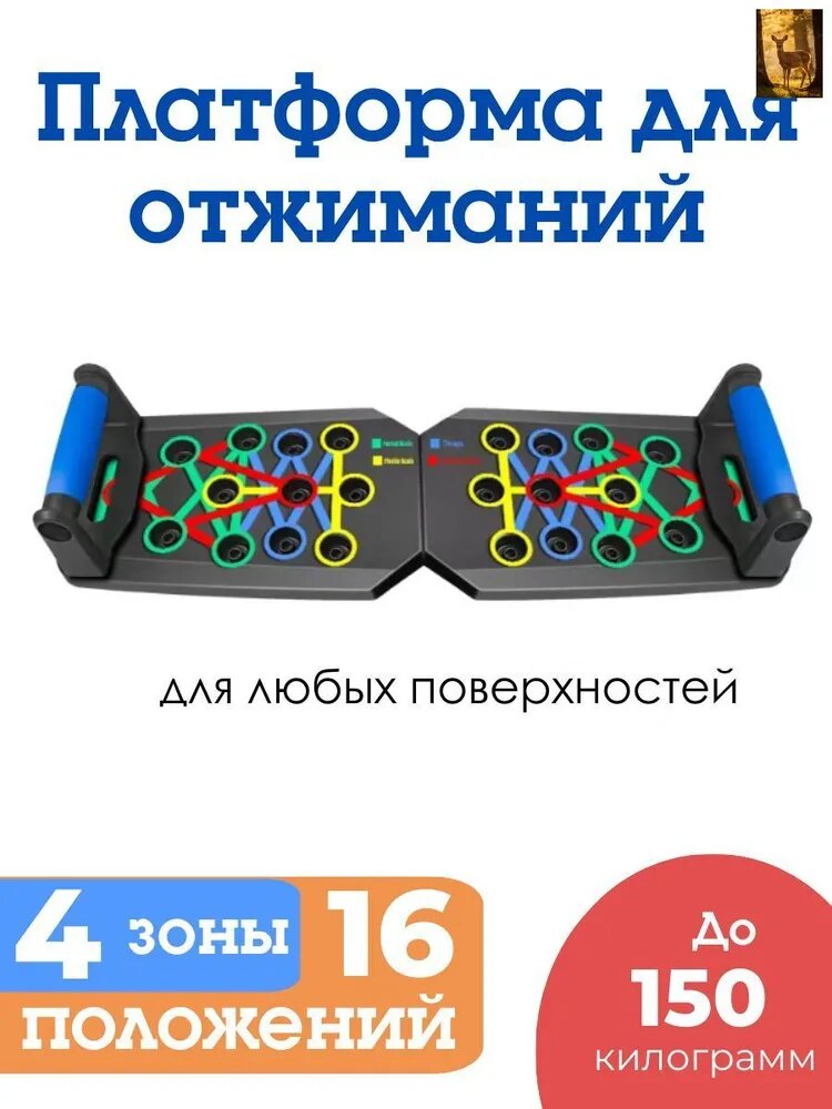 Упор для отжиманий mzm-20260310103522645, Комплектация, Доска для отжиманий 1 шт. Упоры 2 шт, Максимальный вес пользователя, кг,150, Особенности тренажеров, Антискользящее покрытие, Возможность тренировки рук