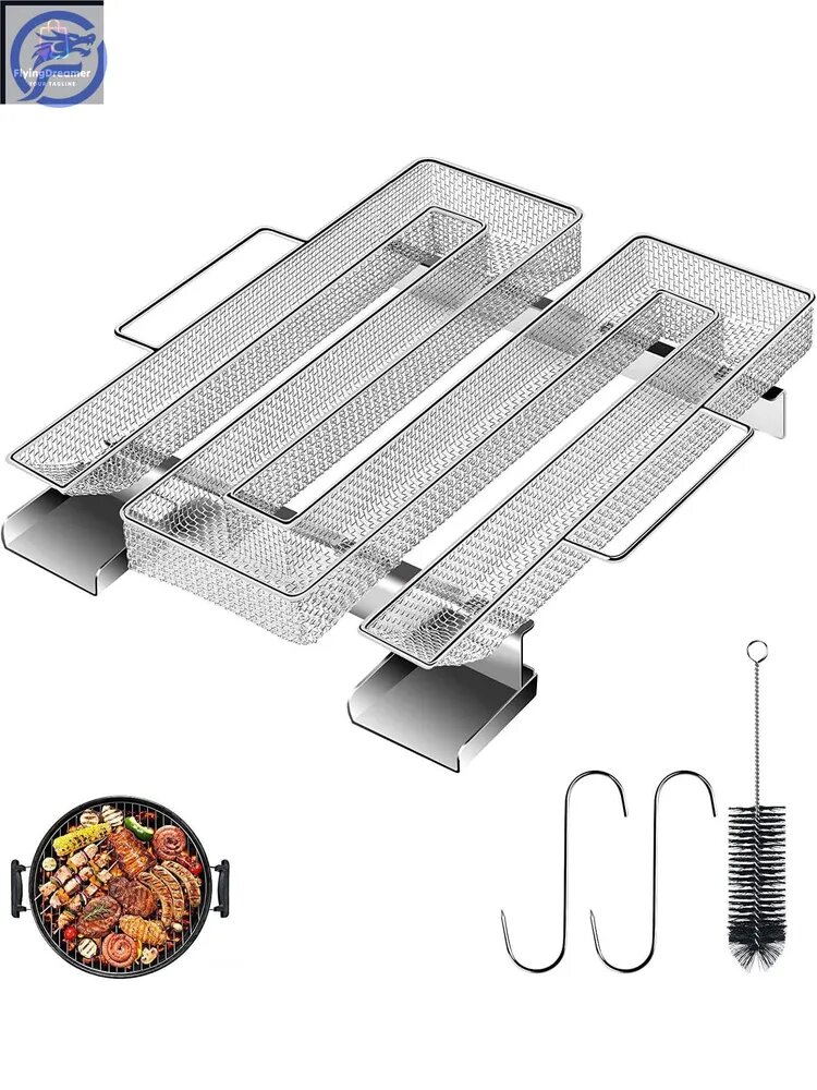 Лабиринтный дымогенератор для коптильни и мангала, серый металлик, 17.5x22.5x4.5 см