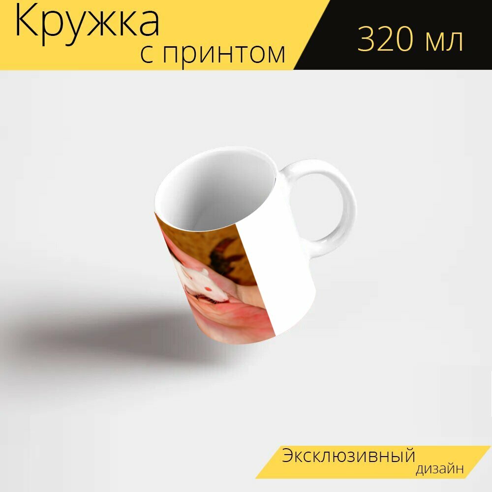 Кружка с рисунком, принтом "Крыса, крысиный детеныш, тревожно" 320 мл.