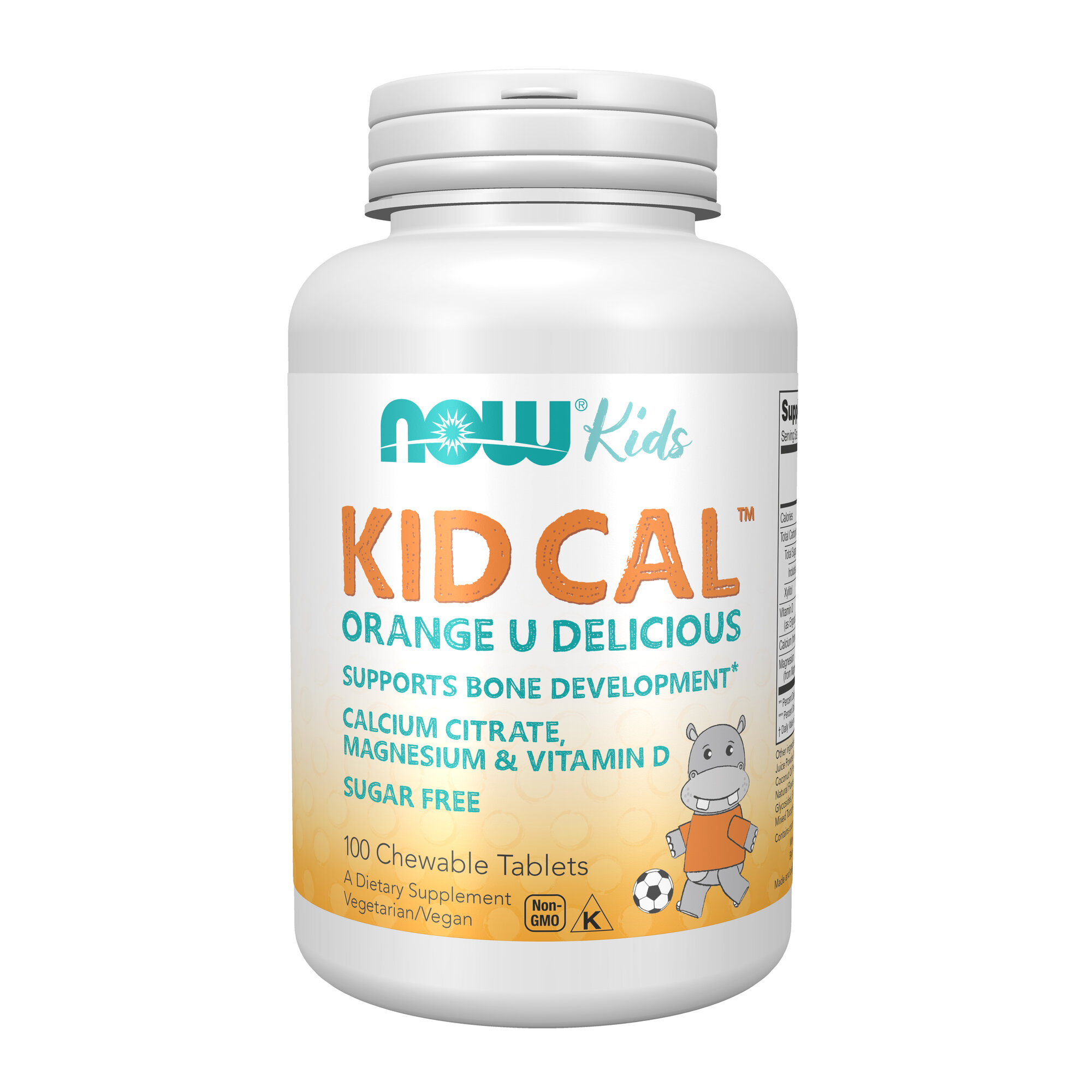 Витамины для детей, NOW KID-CAL CHEWABLE CALCIUM, 100 пастилок со вкусом Апельсина, для костей и зубов, для иммунитета