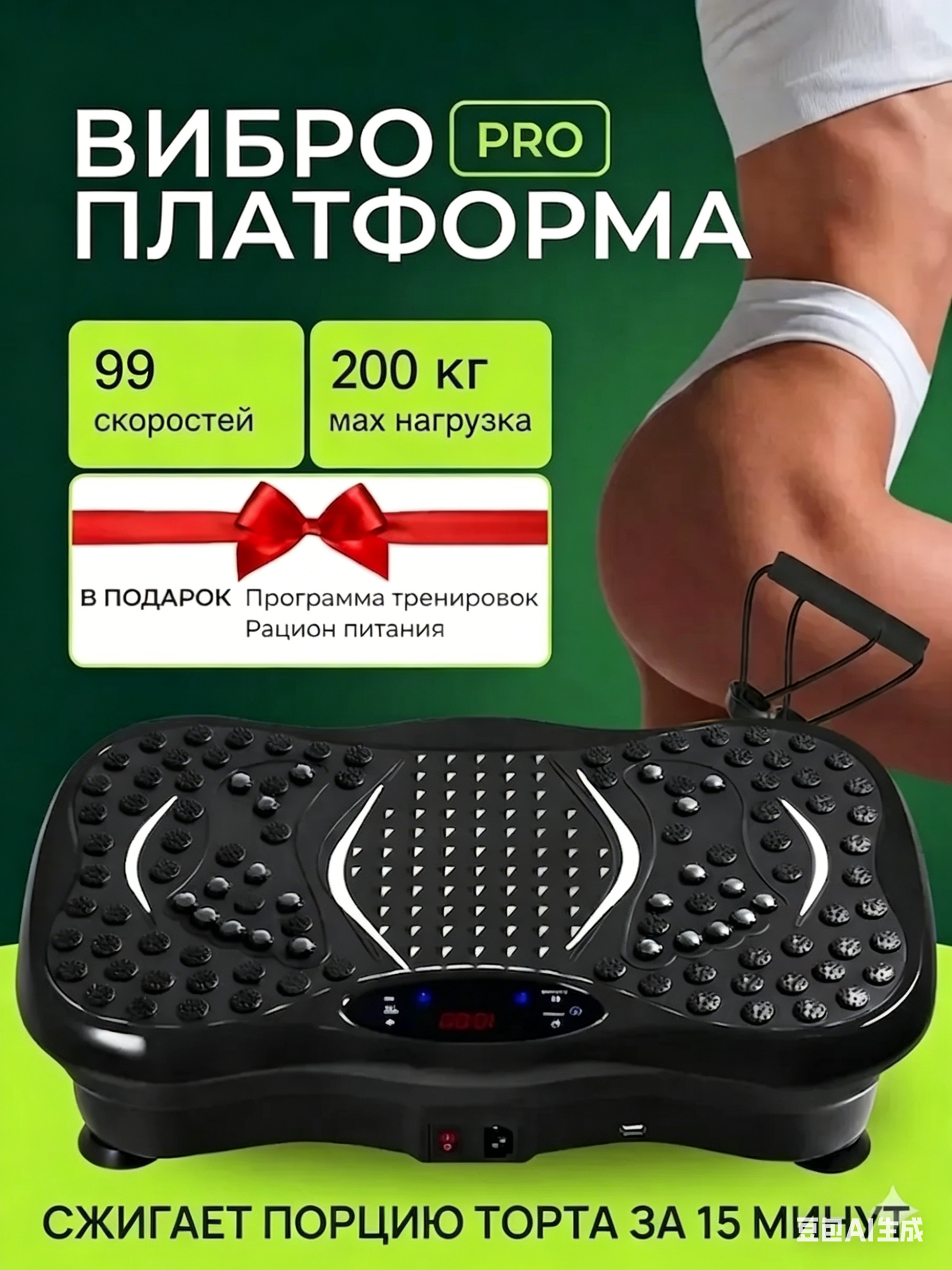 Виброплатформа для похудения, С блютуз, регулировка амплитуды, до 200кг, 49программ