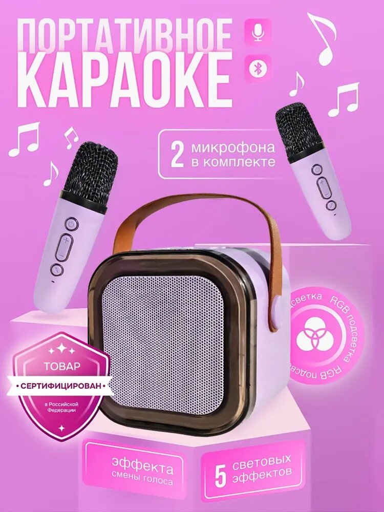 Колонка караоке с микрофонами подарок