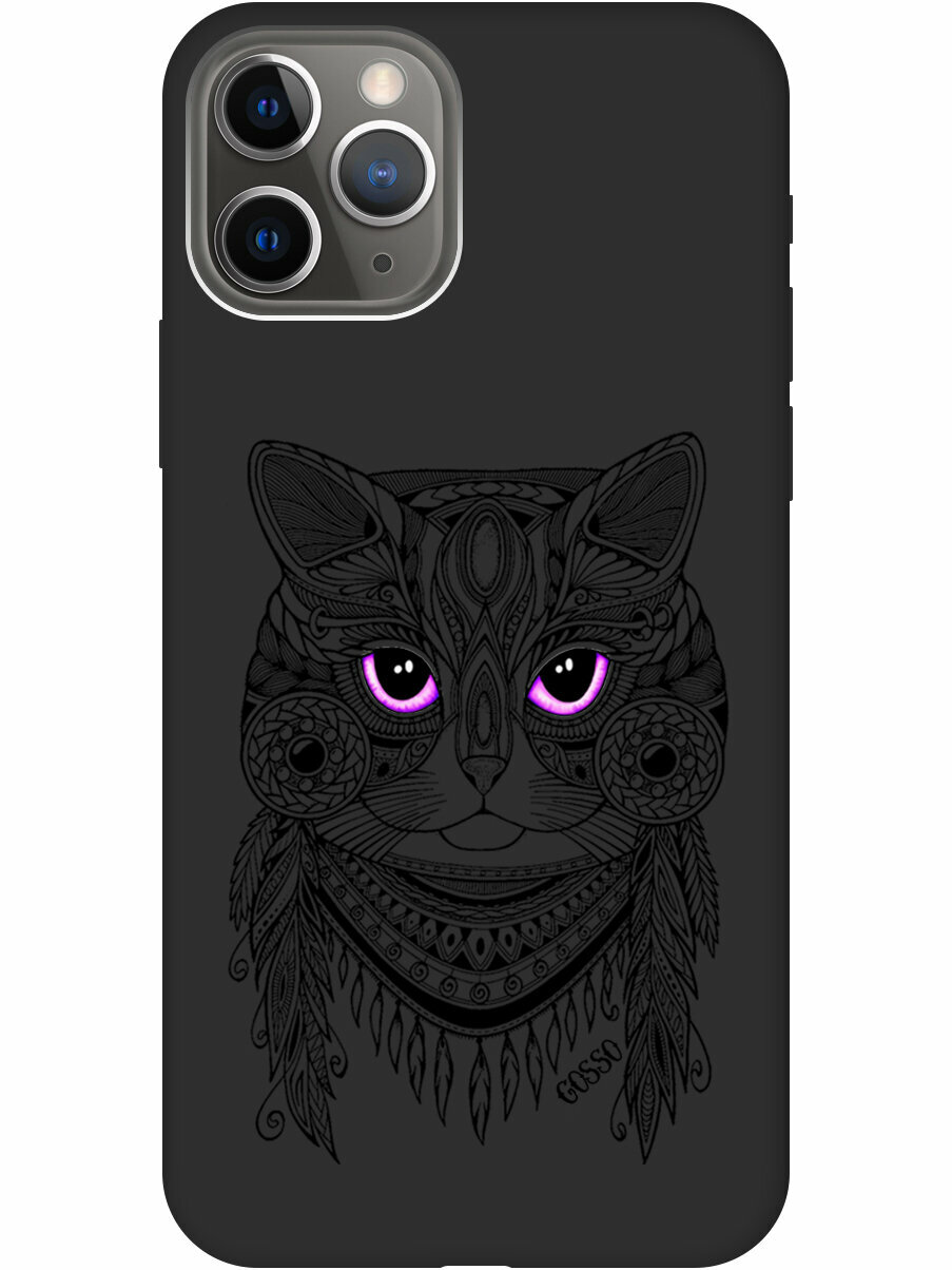 Силиконовый чехол на Apple iPhone 11 Pro / Эпл Айфон 11 Про с рисунком "Grand Cat" Soft Touch черный