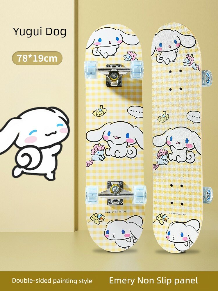 31-дюймовый детский самокат Cinnamoroll с светодиодными колесами для девочек 6-12 лет, 4-колесный начальный самокат