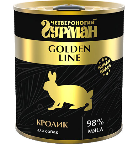 Четвероногий Гурман Golden Line / Консервы Золотая линия для собак Кролик натуральный в желе (цена за упаковку) фас. 340г х 6шт
