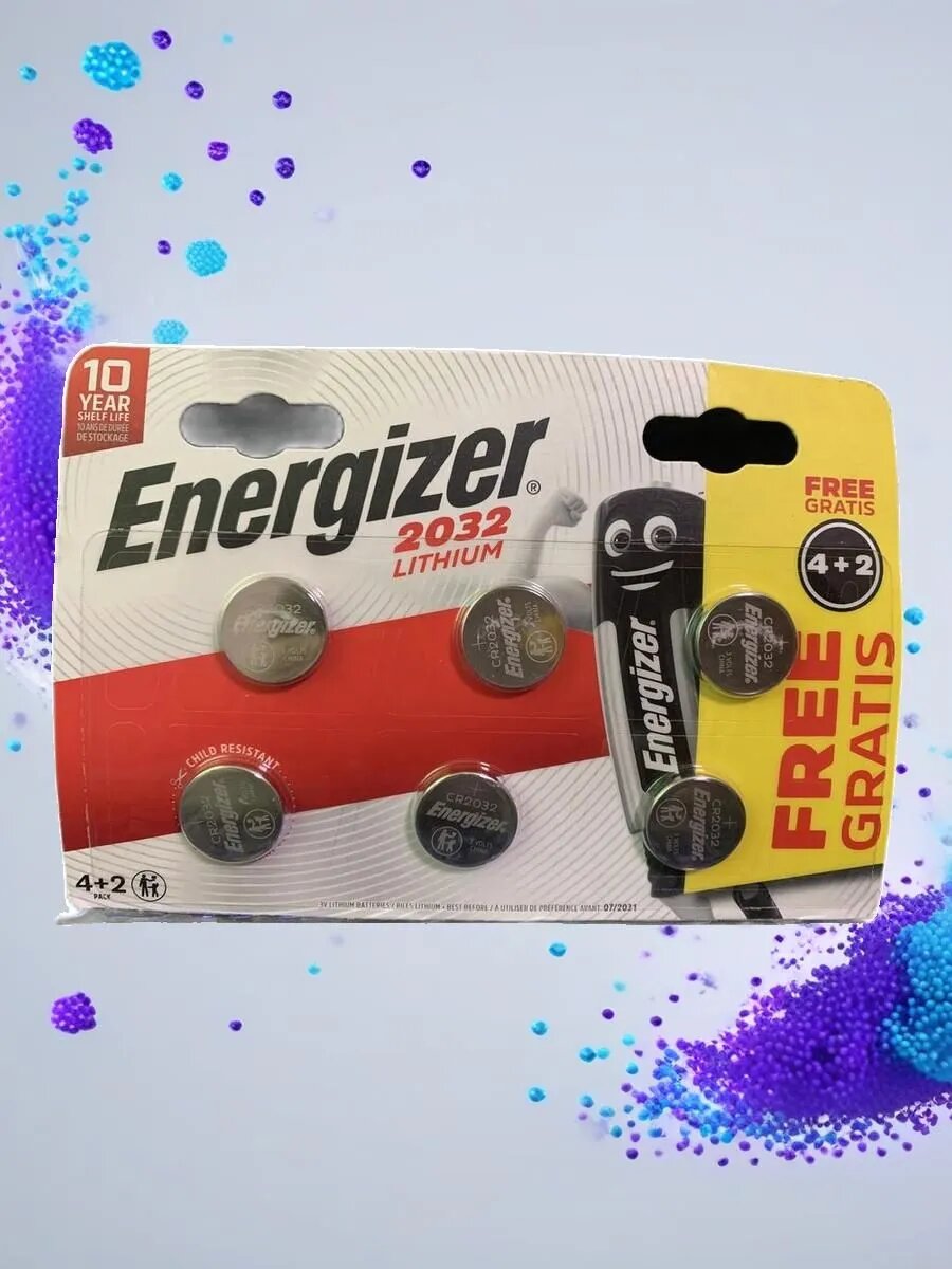 Батарейки Energizer CR2032 3v, литиевые 6 штук на блистере