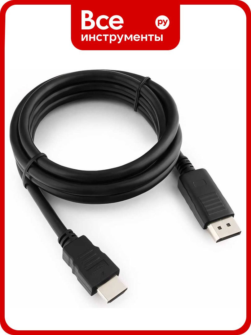 Кабель Cablexpert, DisplayPort-HDMI, 1.8м, 20M/19M, черный, экранированный, пакет,