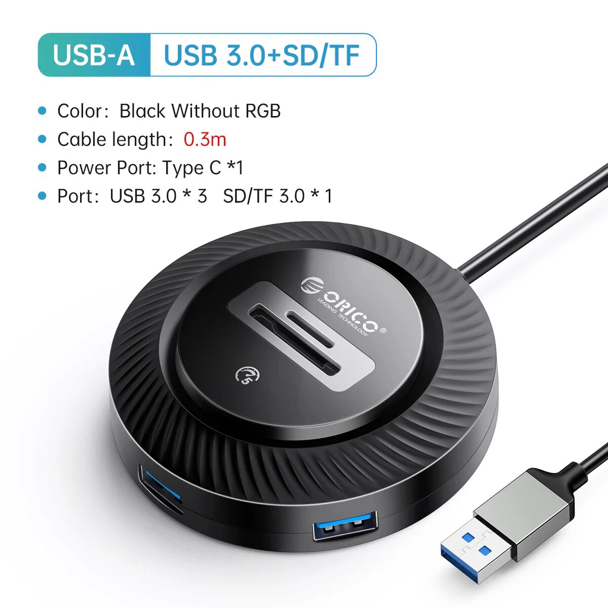 ORICO USB 3.0 концентратор SD/TF, черный YK5-U3-03-BK