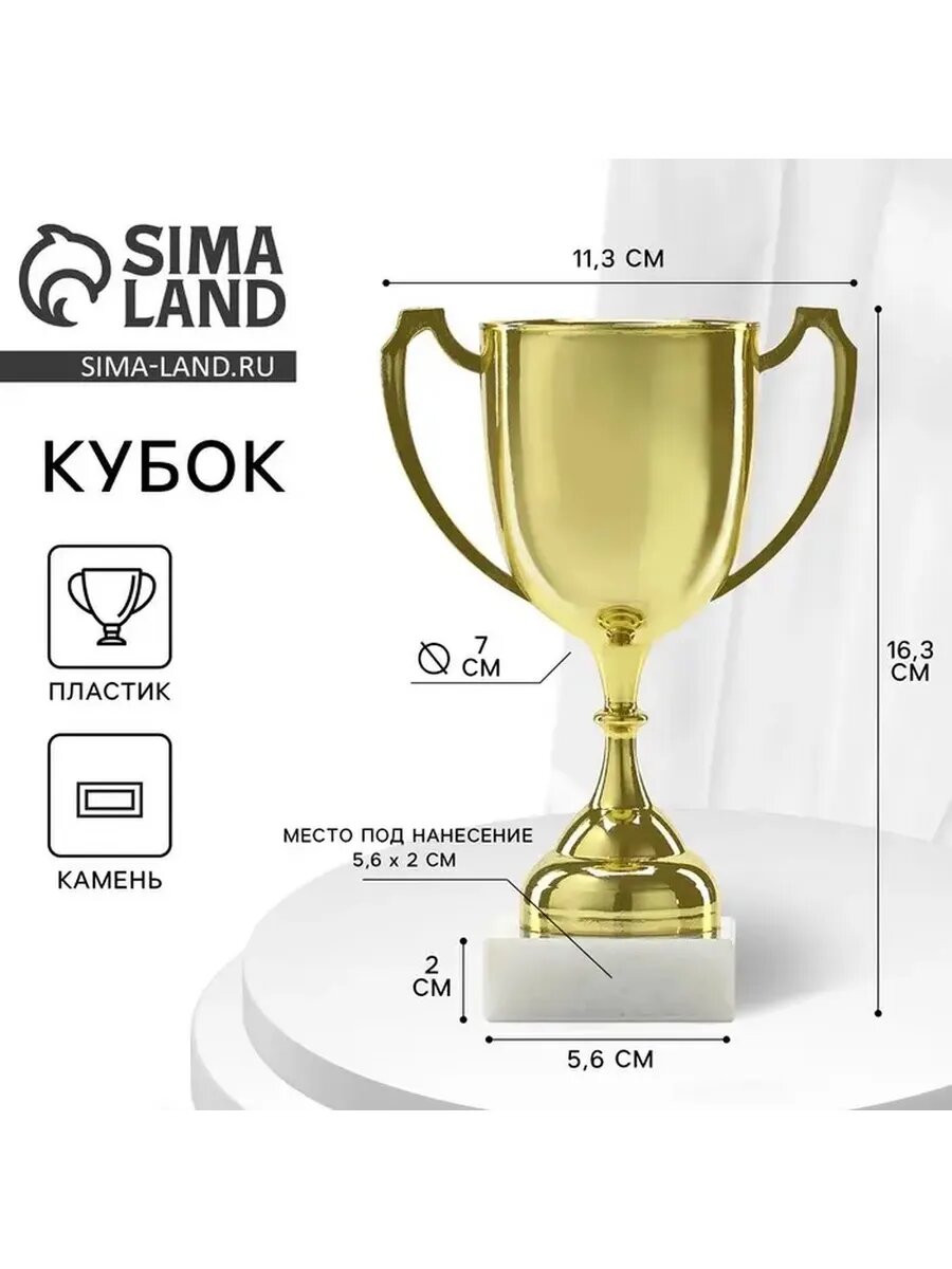 Золотой спортивный кубок с подставкой
