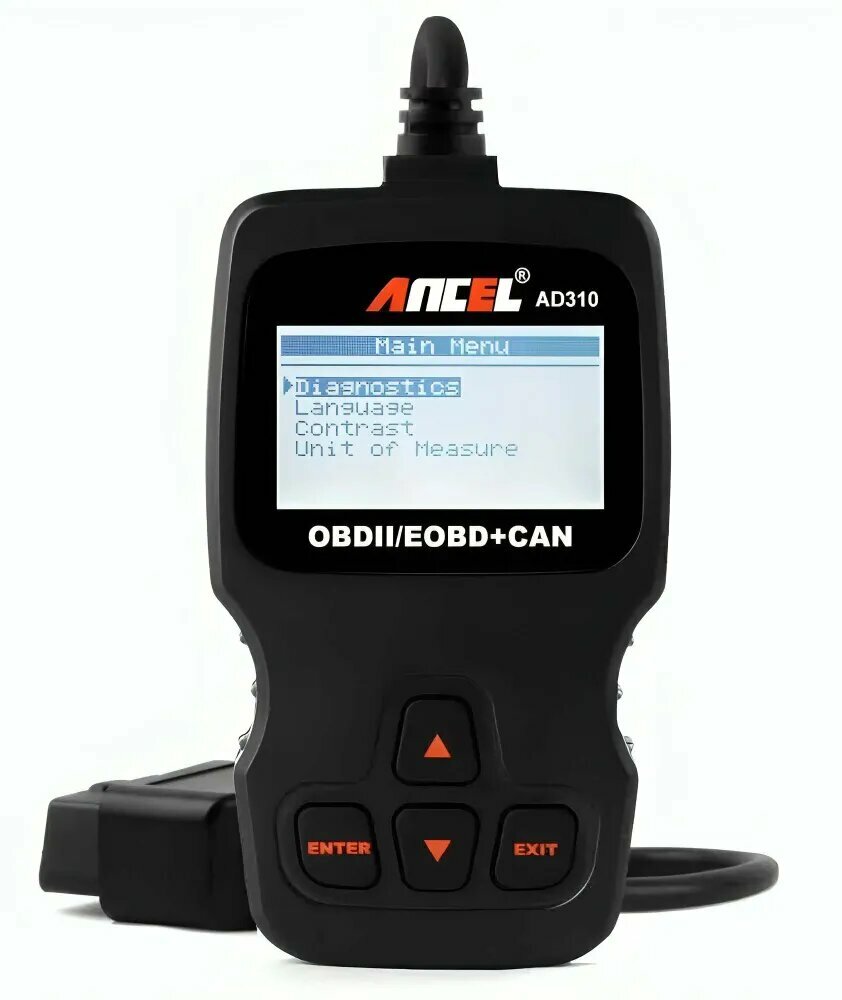 Сканер Ancel AD310, поддержка 12V, белый, ЖК-дисплей, подсветка