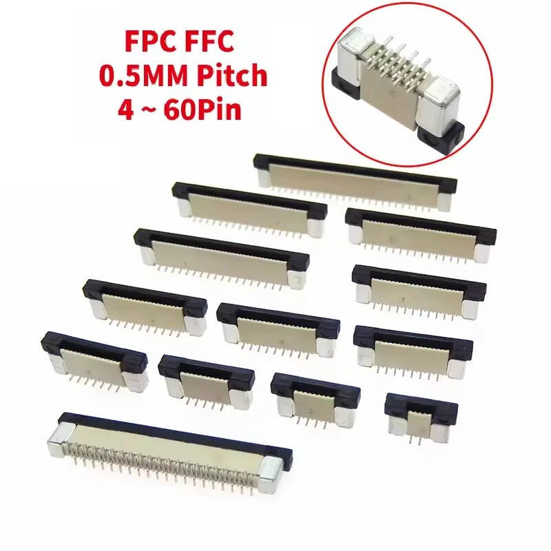 Разъемы FPC/FFC 0.5 мм, 4-60 контактов 20Pin