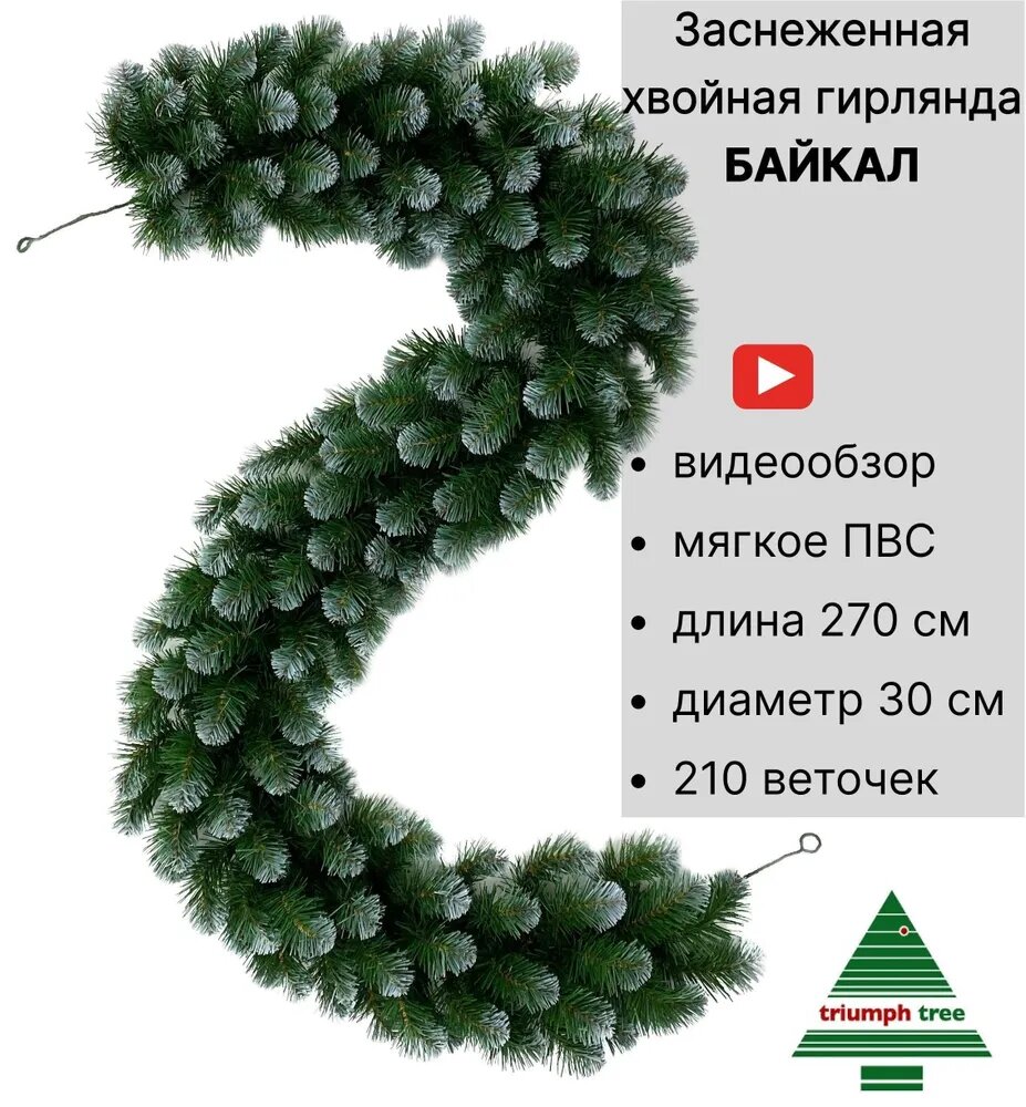 Украшение на праздник новогоднее зеленый заснеженный 1 шт.