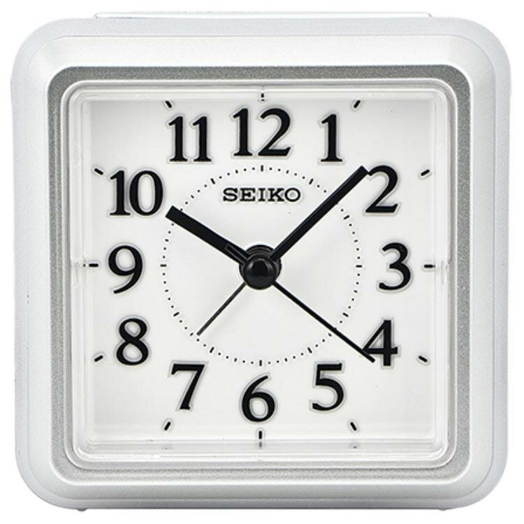 Будильник унисекс SEIKO кварцевый с пластиковым ремешком, 8.6 см, белый циферблат 805142249
