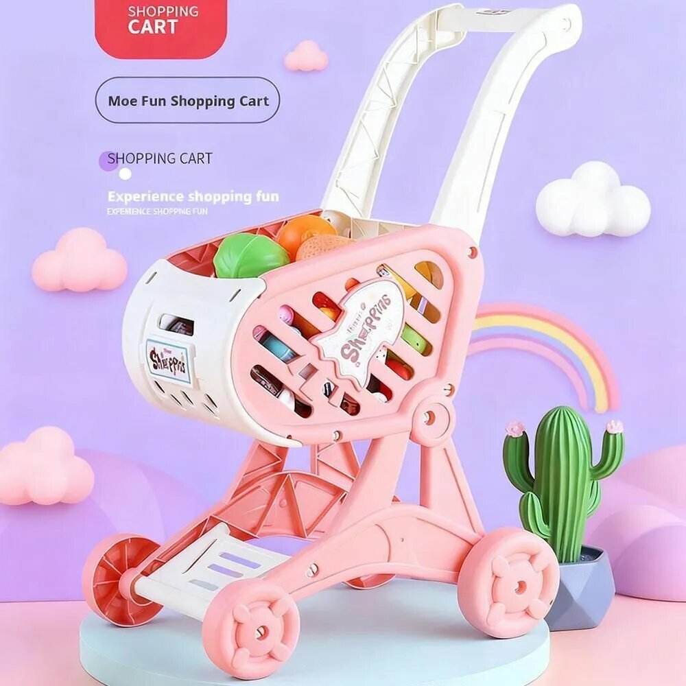 Игровой набор "Продукты", тележка и корзина, пластик, 41 см x 19 см x 35 см