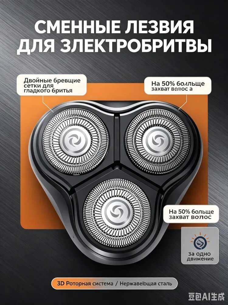 Сменные лезвия для электробритвы, роторная бритвенная головка 3D - запасной блок кассета для мужской электро бритвы, ножи с двойной сеткой