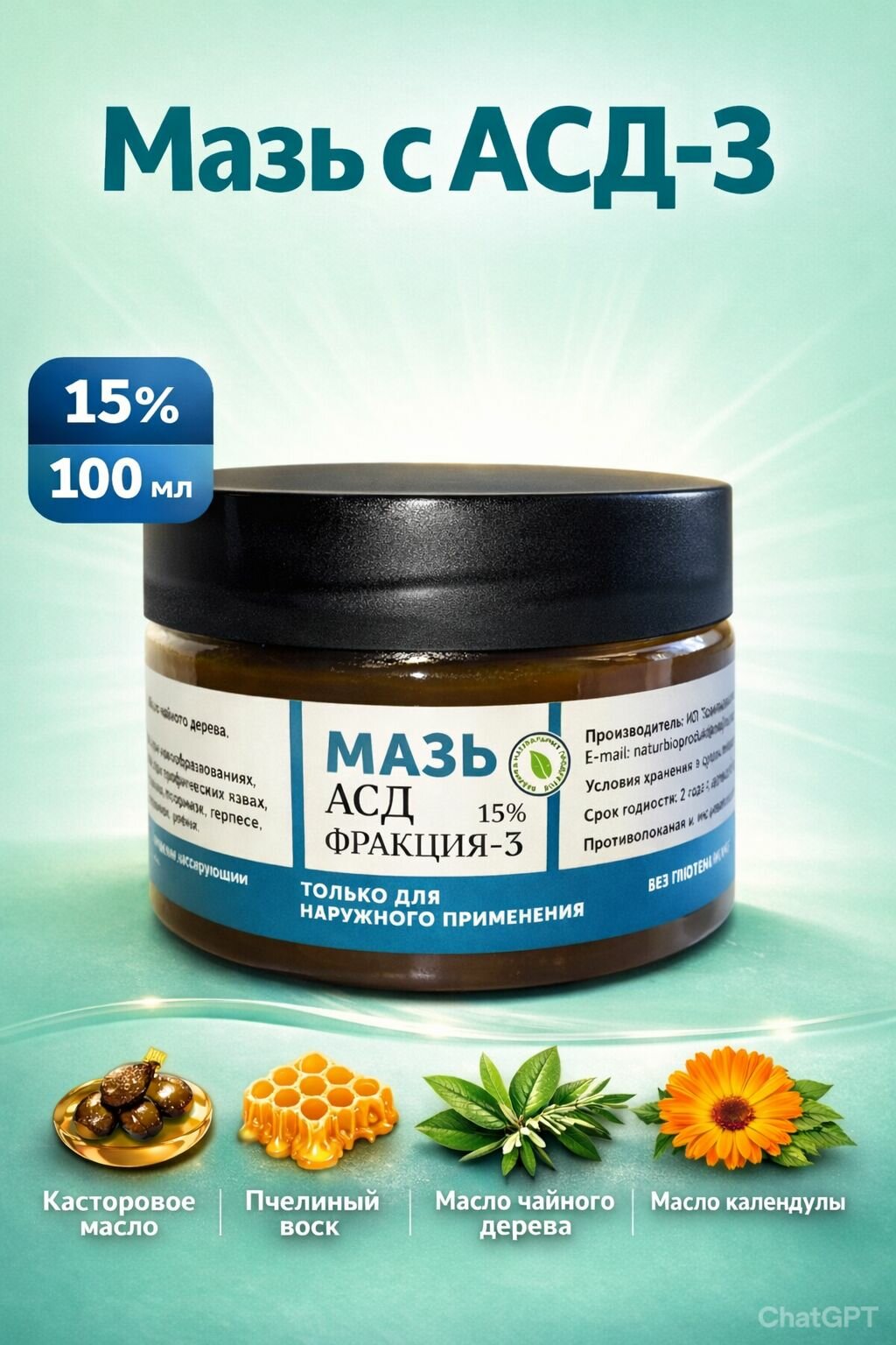 Мазь АСД3 15%, 100 мл
