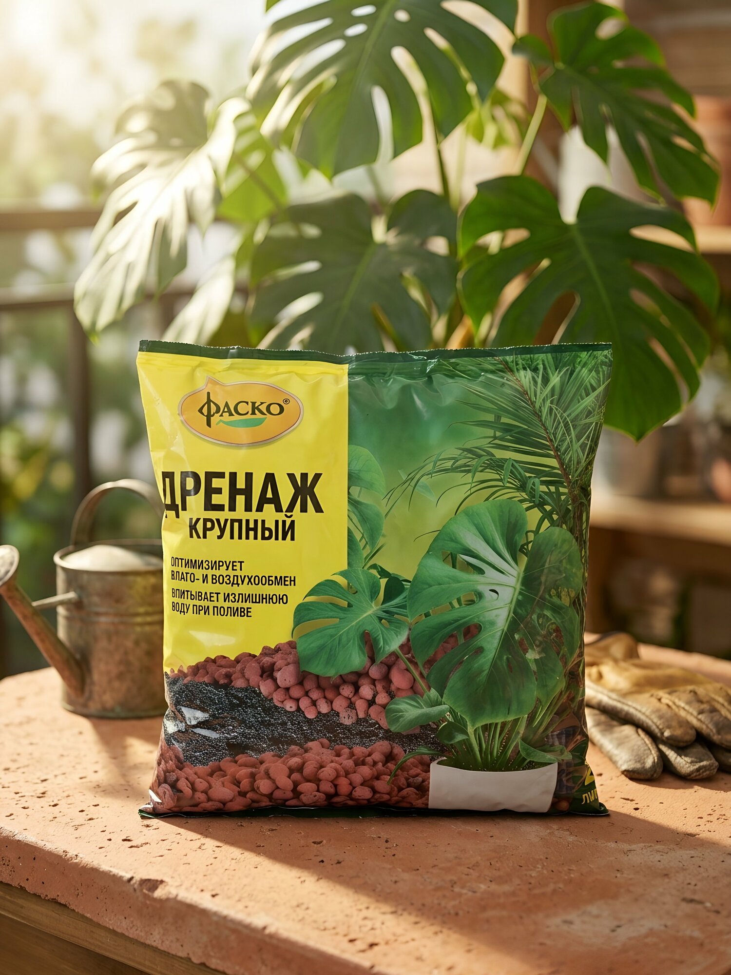 Дренаж керамзитовый крупный Фаско 2 л для комнатных растений и цветов, дренажный материал для сада и огорода, Россия