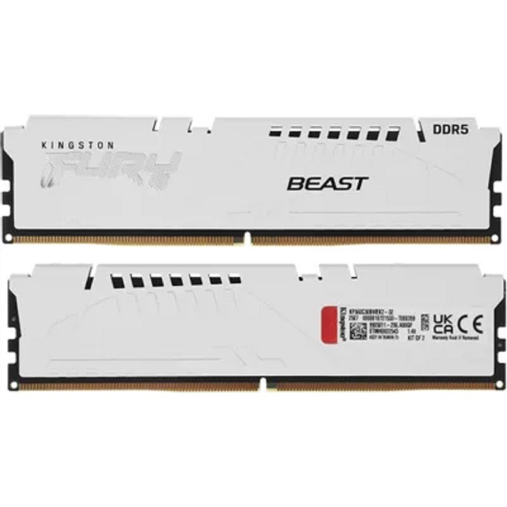Модуль памяти Kingston DDR5 DIMM 32GB 6000MT/s CL30 (Kit of 2) FURY Beast White EXPO (KF560C30BWEK2-32)