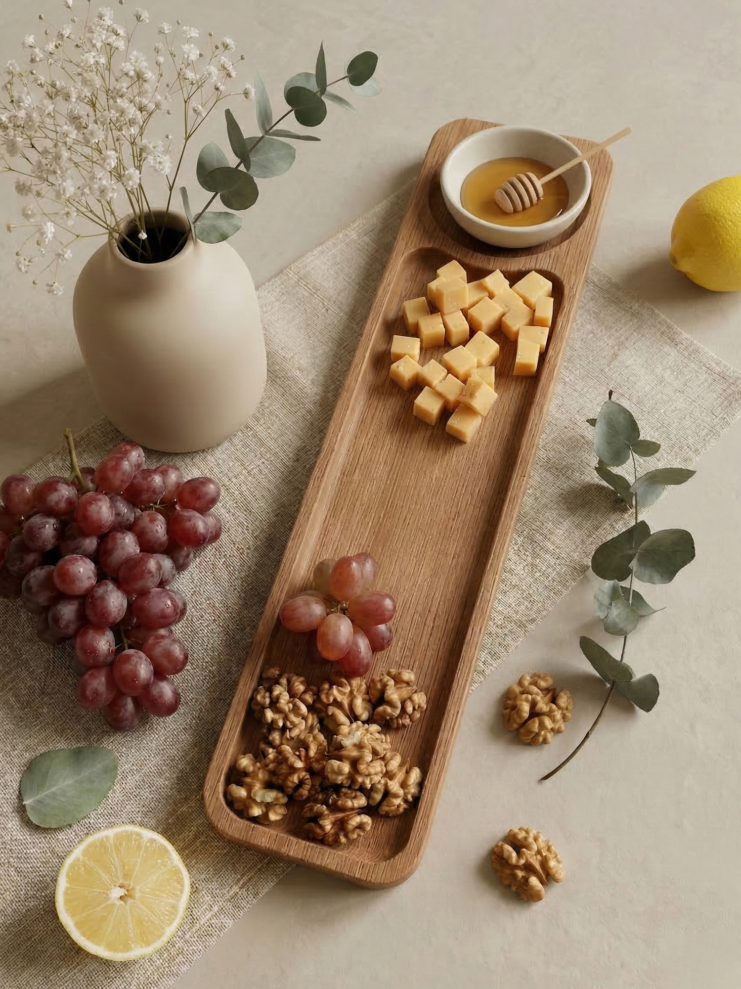 Сервировочная доска Woodins, массив бука, для закусок, для пиццы, для кофе, коричневая