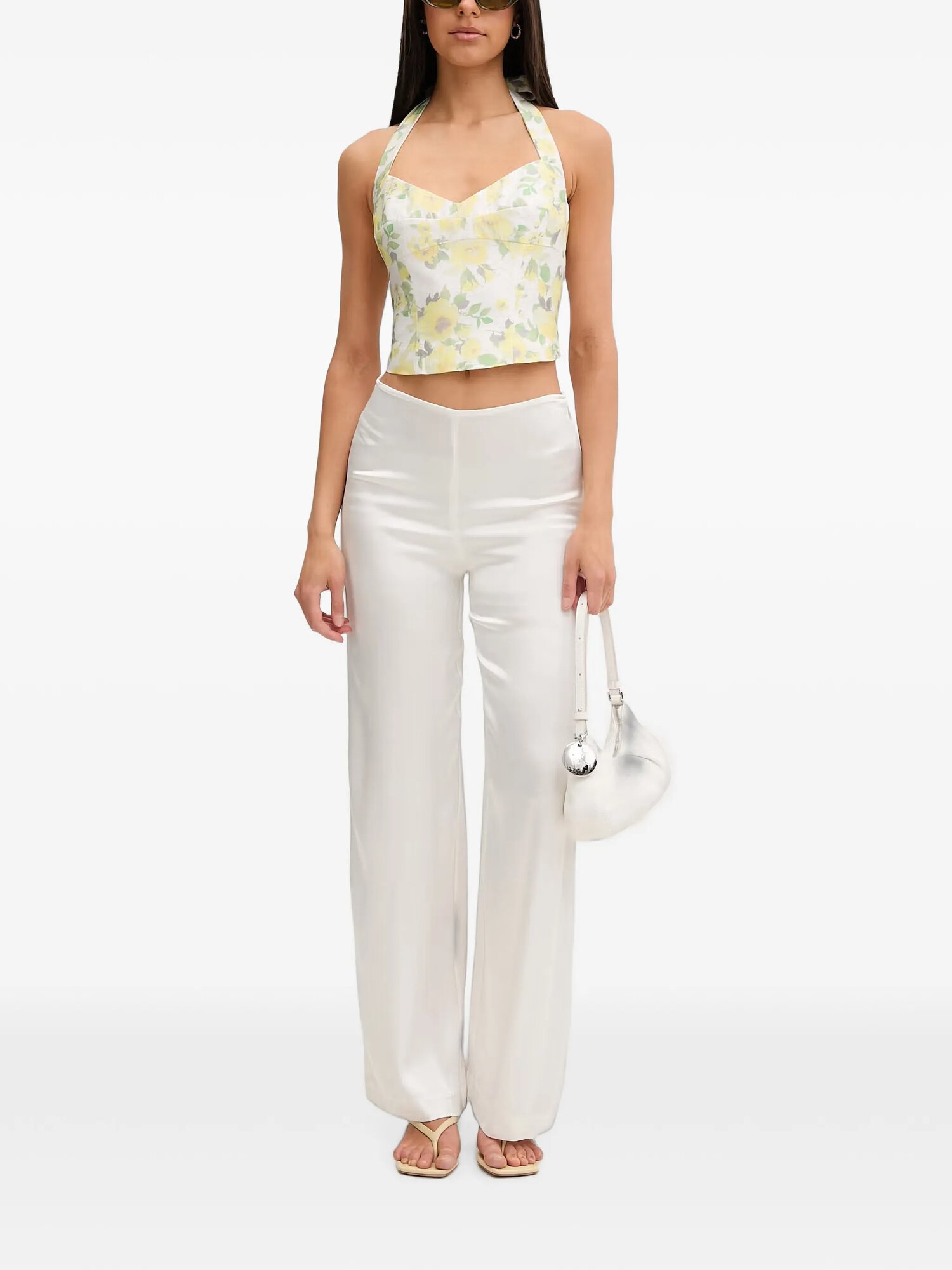 Брюки Bardot Devin mid-rise palazzo pants, размер 46, бежевый/белый — фото 1