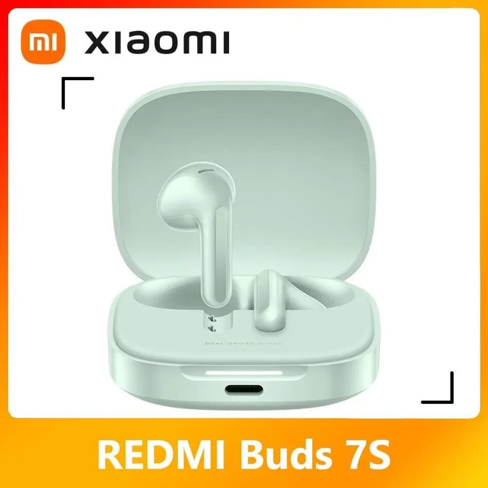 Наушники беспроводные с микрофоном Redmi Buds 7S, Bluetooth, USB Type-C, зеленый