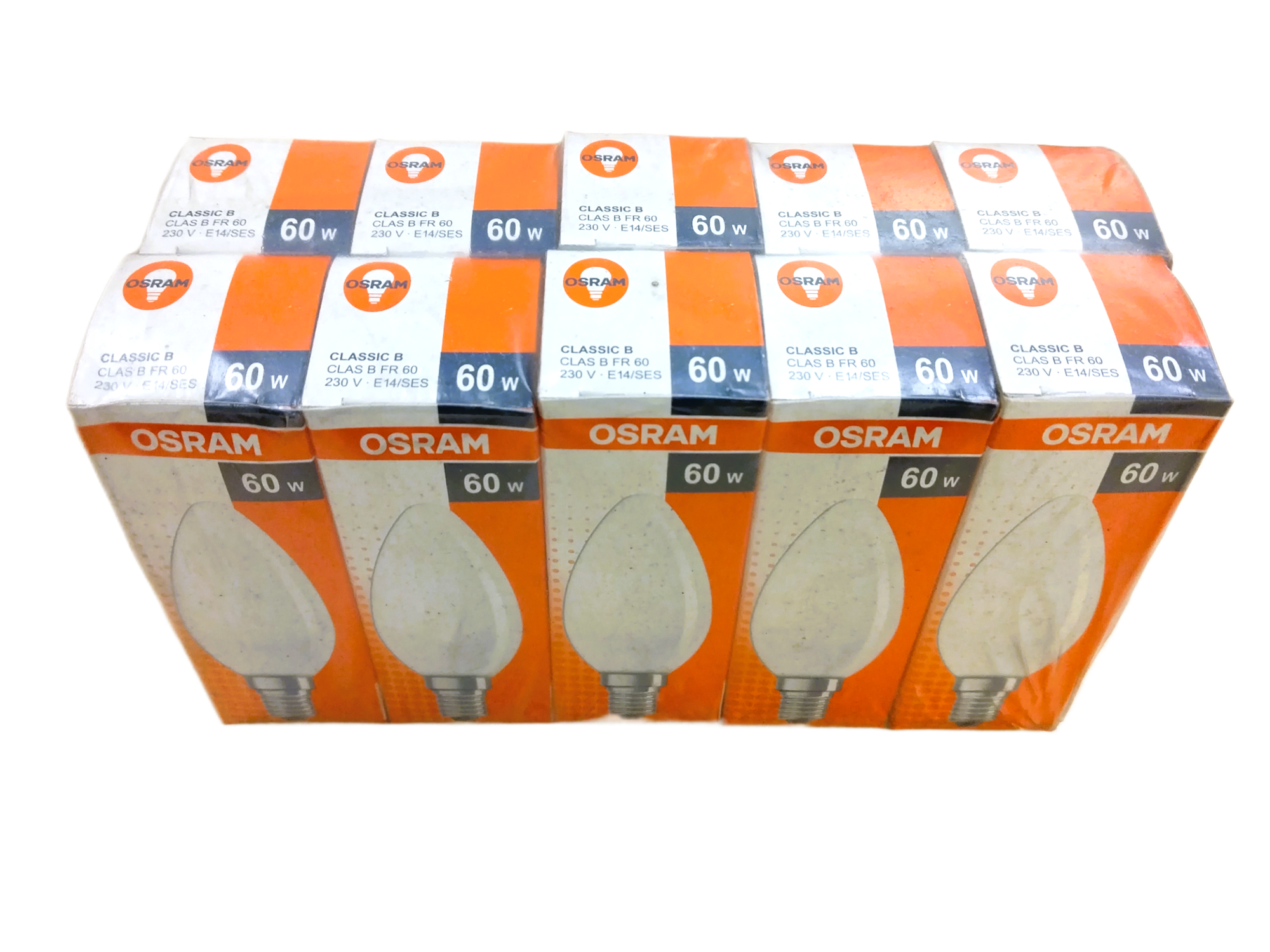 Лампа накаливания Osram CLASSIC B FR 60W E14 230V свеча матовая d=35 l=100, 10 штук, 660Lm, 1000 часов, 4008321410719
