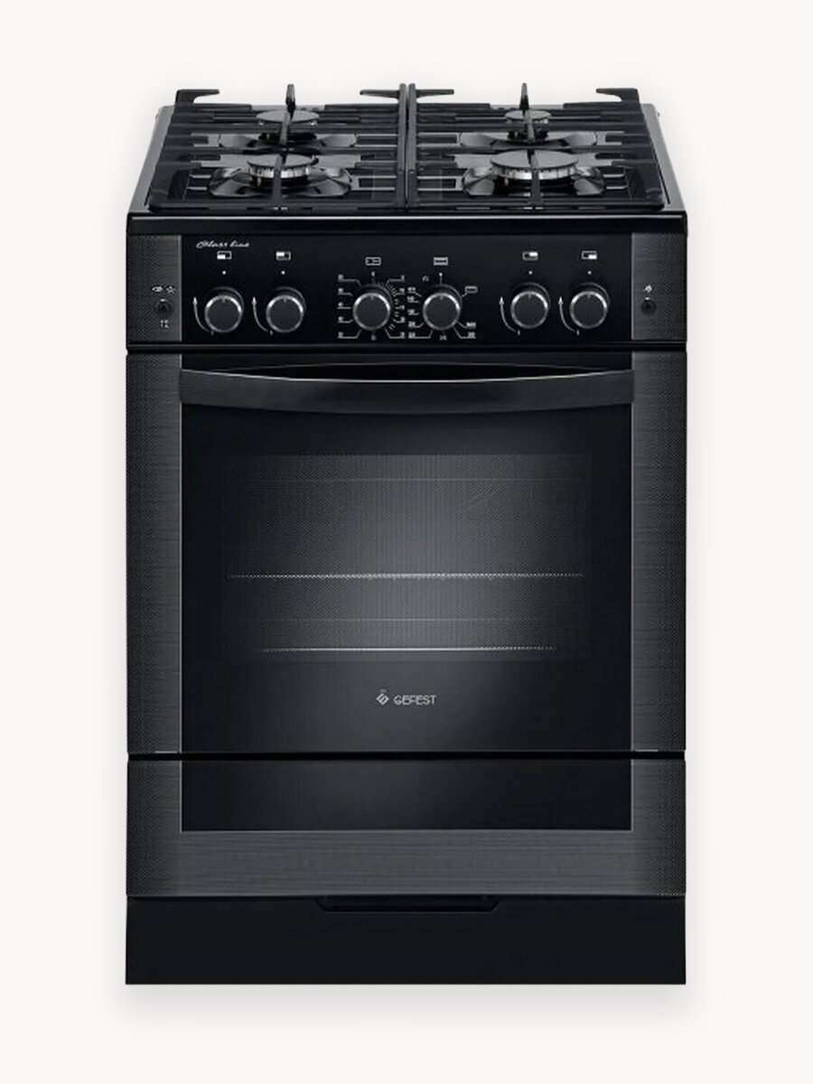 Газовая плита GEFEST 6500-02 0044, 60см, 52л, чугунные решетки, черный