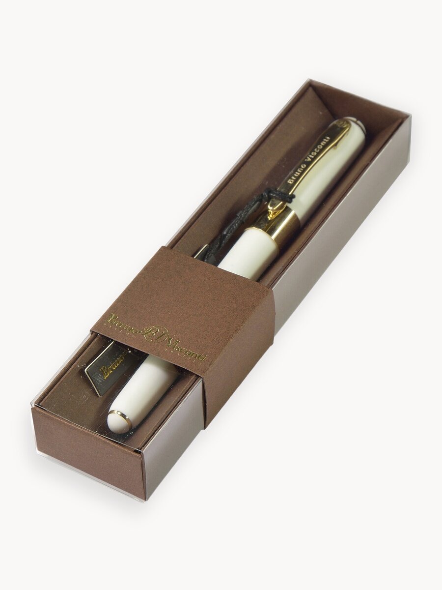 Ручка шариковая автоматическая Bruno Visconti, 0,5 мм, синяя, в футляре, Monaco (белый корпус), Арт. 20-0125/021