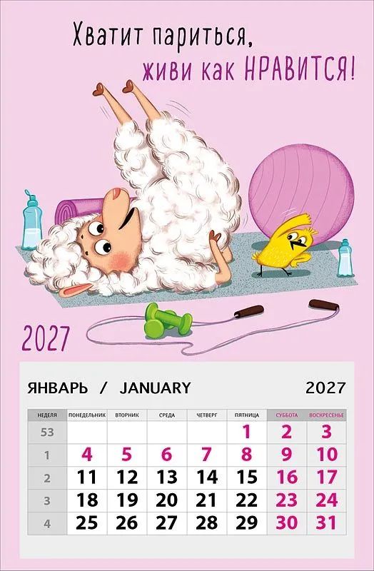 Календарь на магните 2027 отрывной, 145*95 мм. Хватит париться, живи как нравится