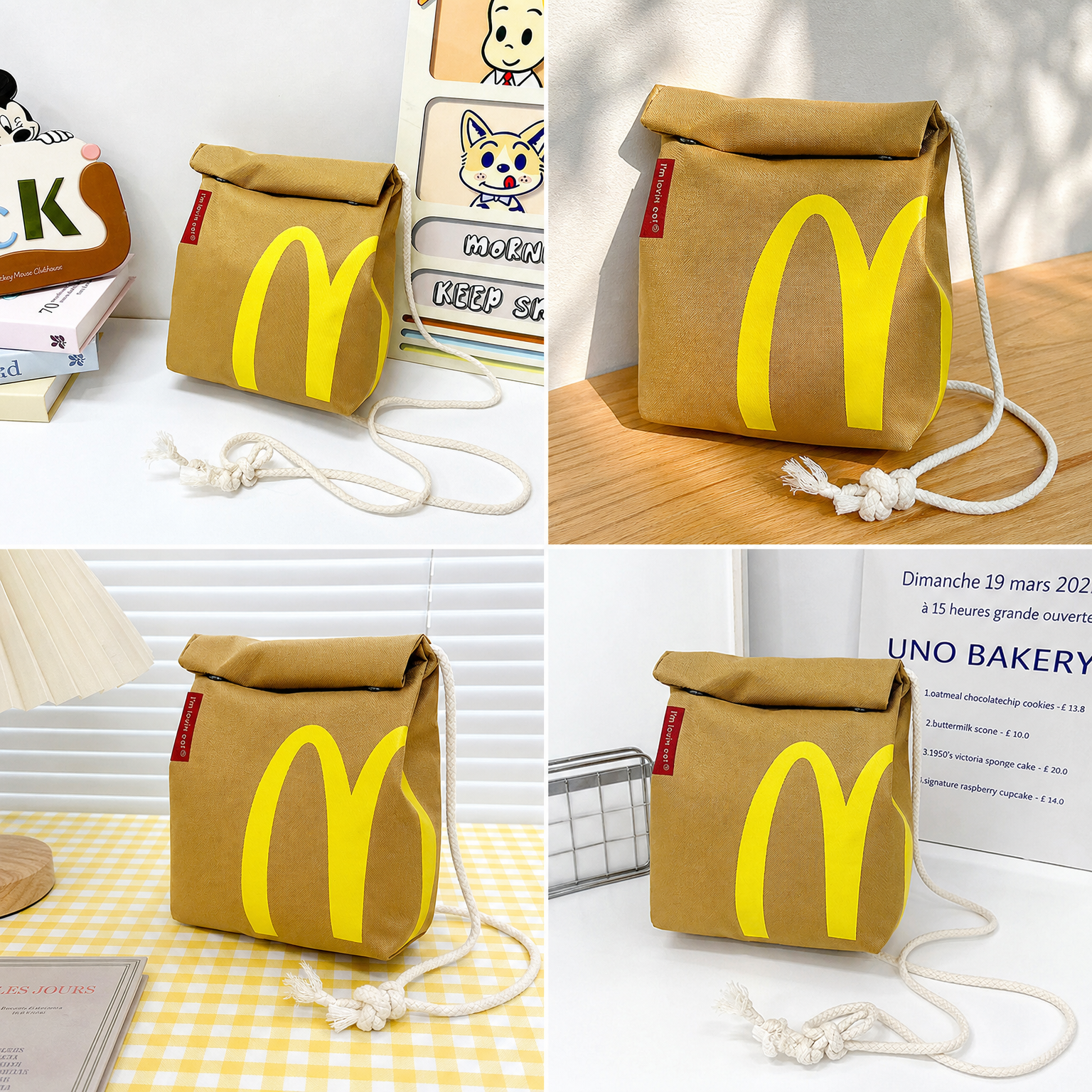 Рюкзак McDonald`s, школьный, унисекс, для средней и старшей школы, бежевый, нейлон (Объем: 13 л)