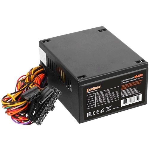 Блок питания Exegate SFX M450 450Вт, 8 см, 20+4pin, 2 SATA, 2 molex, FDD, чёрный