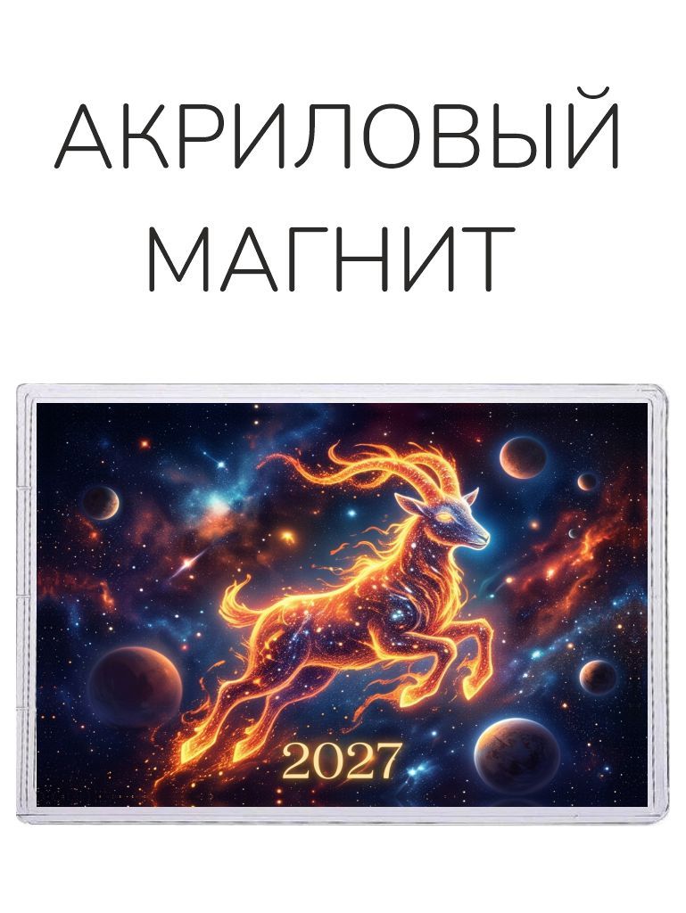 Магнит на холодильник символ года 2027, огненная коза (4)