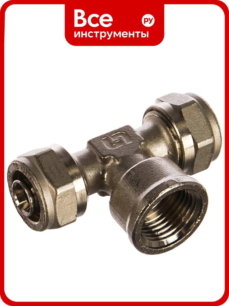 Тройник обж-В-обж 16х1/2x16 никелированный Uni-Fitt 667N6260