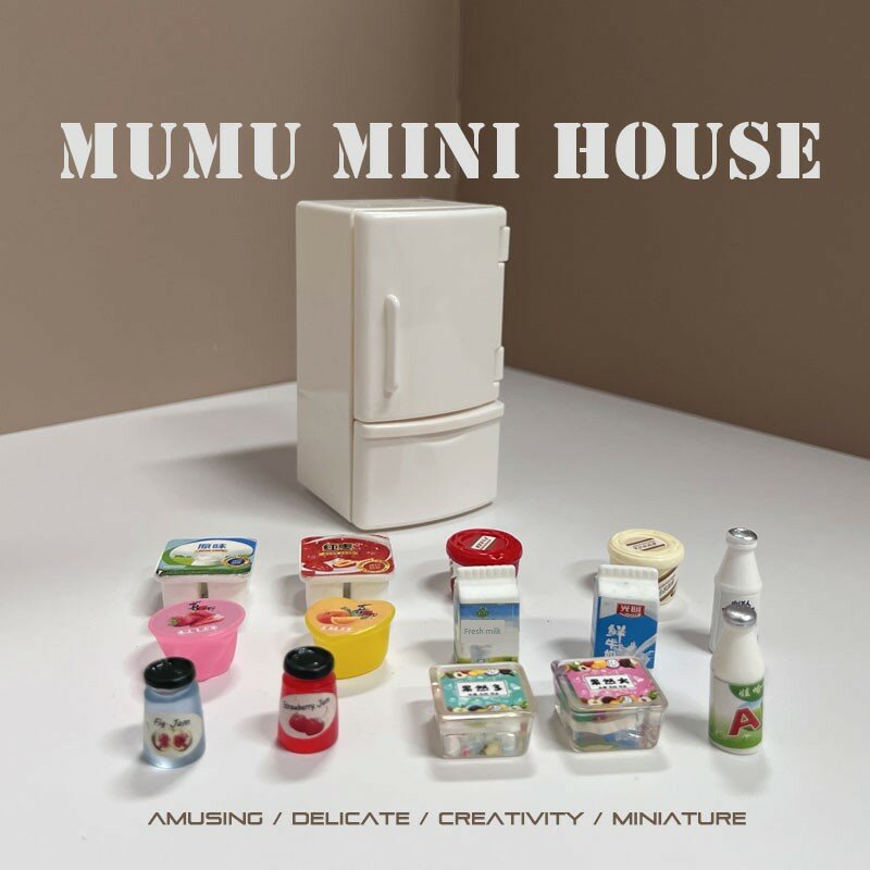 Мини-холодильник, игрушечный миниатюрный холодильник для еды, имитация кухонной сцены, забавное украшение, детская