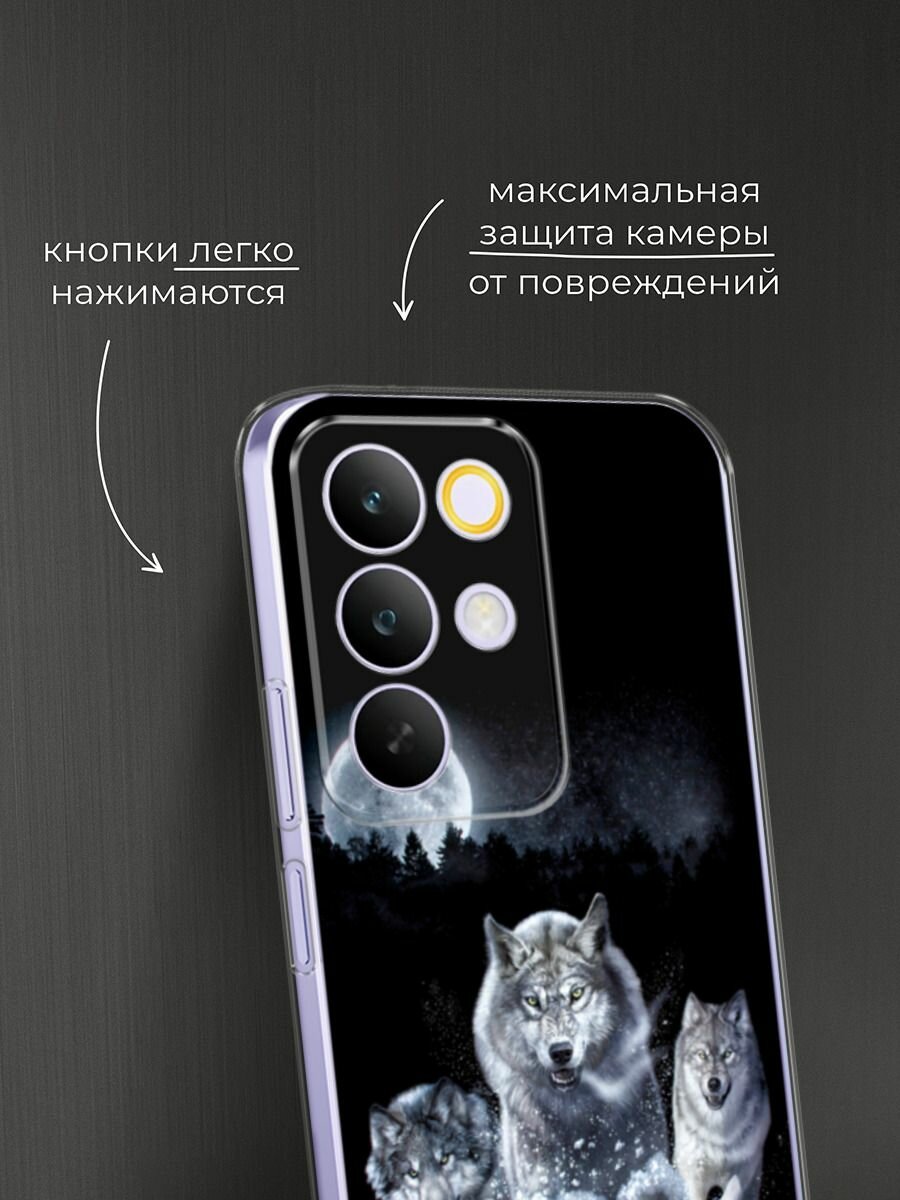 Чехол на Realme C85 / Реалми C85 с принтом Стая волков под луной — фото 1