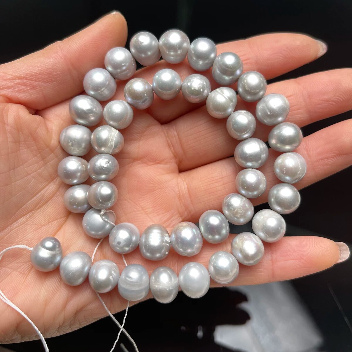 Серые бусины из пресноводного жемчуга, форма картофеля, 10-11 мм