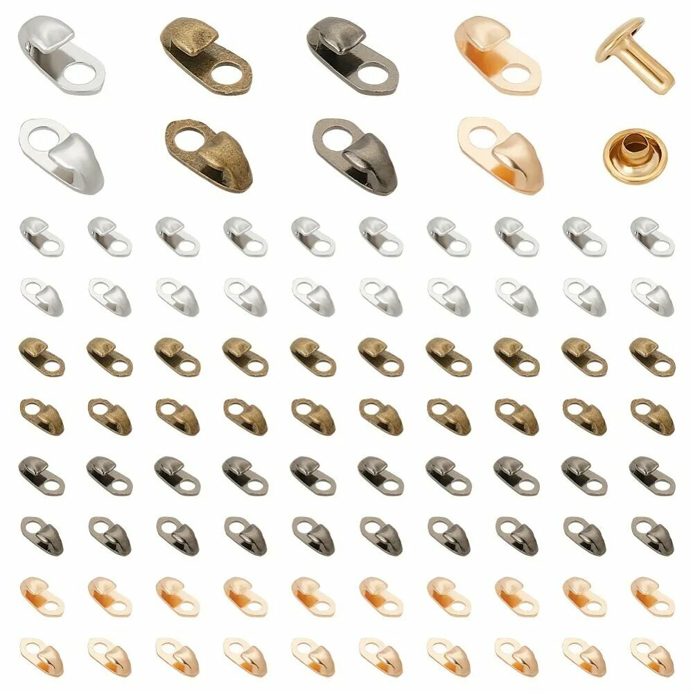 48 комплектов 4 цветов, литые крючки для шнурков, пряжки, петли, кольца с заклепками для походных ботинок, ремонт обуви, разноцветные, 19x8x8,5 мм