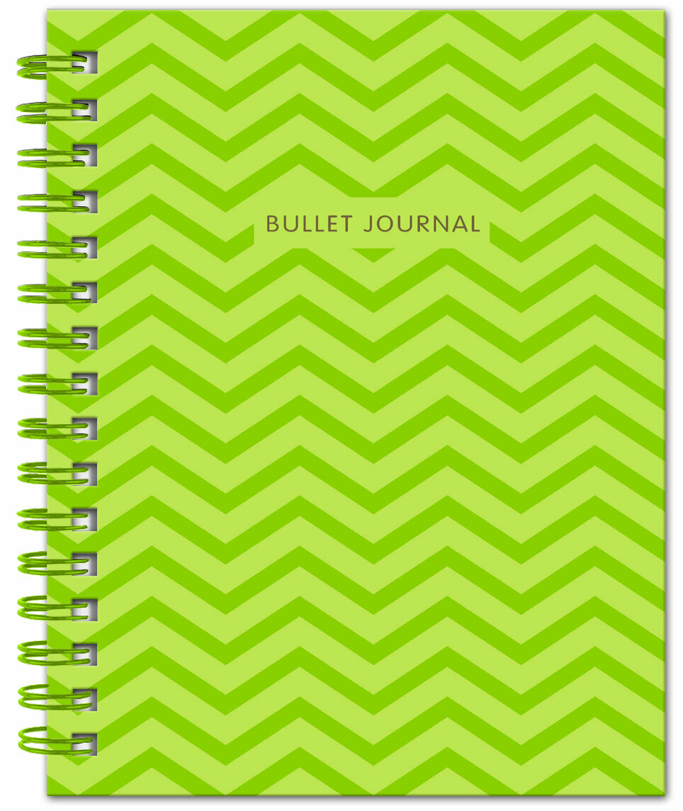 Bullet Journal (Зеленая геометрия) 162x210мм, твердая обложка, пружина, блокнот в точку, 120 стр.